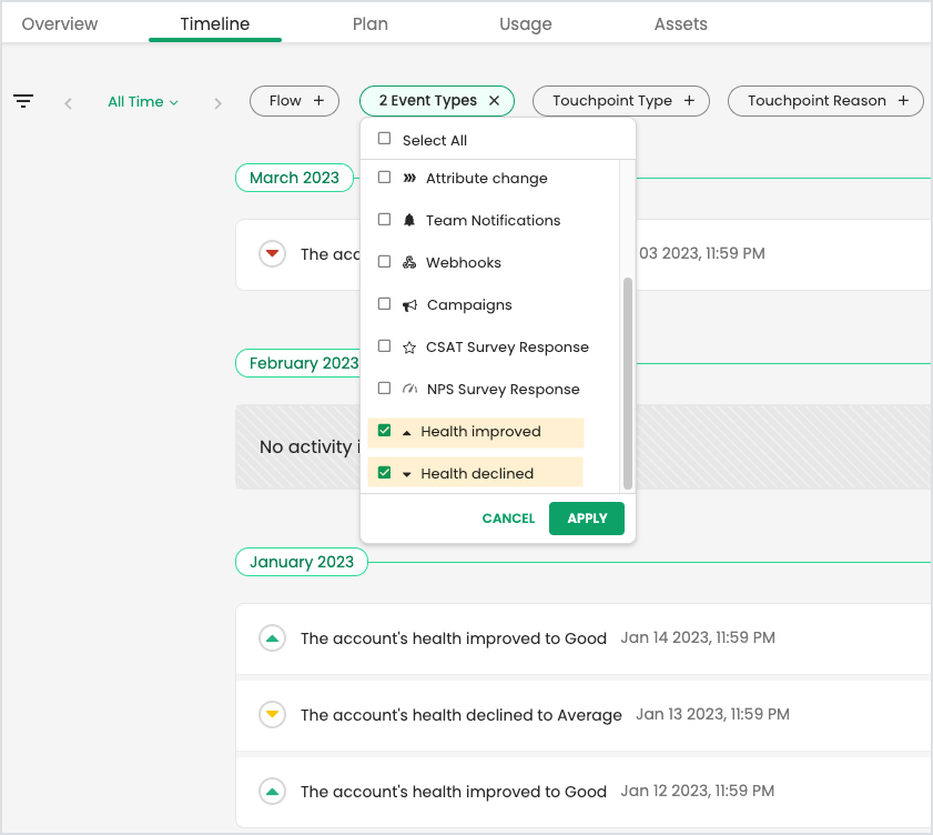 Analyze health at the account level – Totango