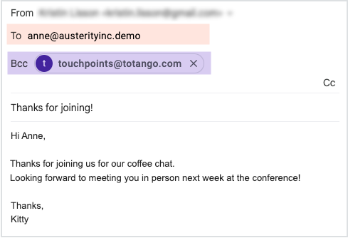 Create touchpoints from email – Totango