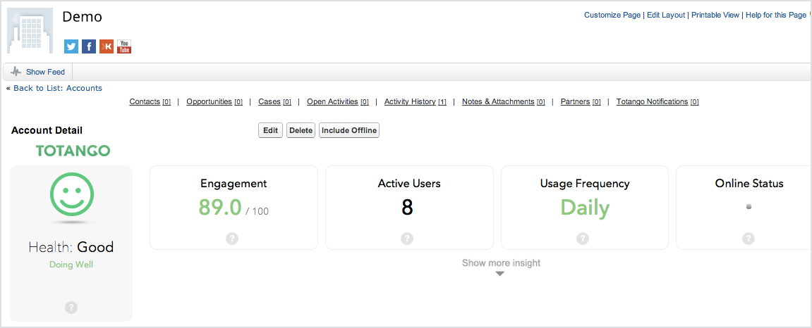 Configure the Totango Salesforce widget – Totango